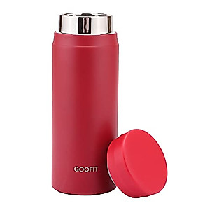 GOOFIT 9Oz Small Coffee Water Bottle Double Wall Vacuum Insulated Thermos for Kids and Women Keeps Cold 12H Hot 12H Red