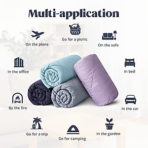 puredown® Down Throw Blankets for Couch, Lightweight Down Throw for Indoor and Outdoor, Soft Throw Blanket for Travel and Home, Sky Blue 50" x 70"