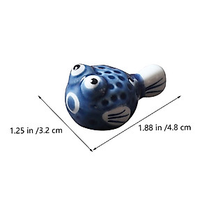 HEMOTON 2Pcs Ceramics Chopsticks Rests Hand Painted Japanese Style Puffer Fish Shape Dinner Spoon Stand Knife Fork Holder Pen Holder for Home Kitchen Tableware Support Dark Blue