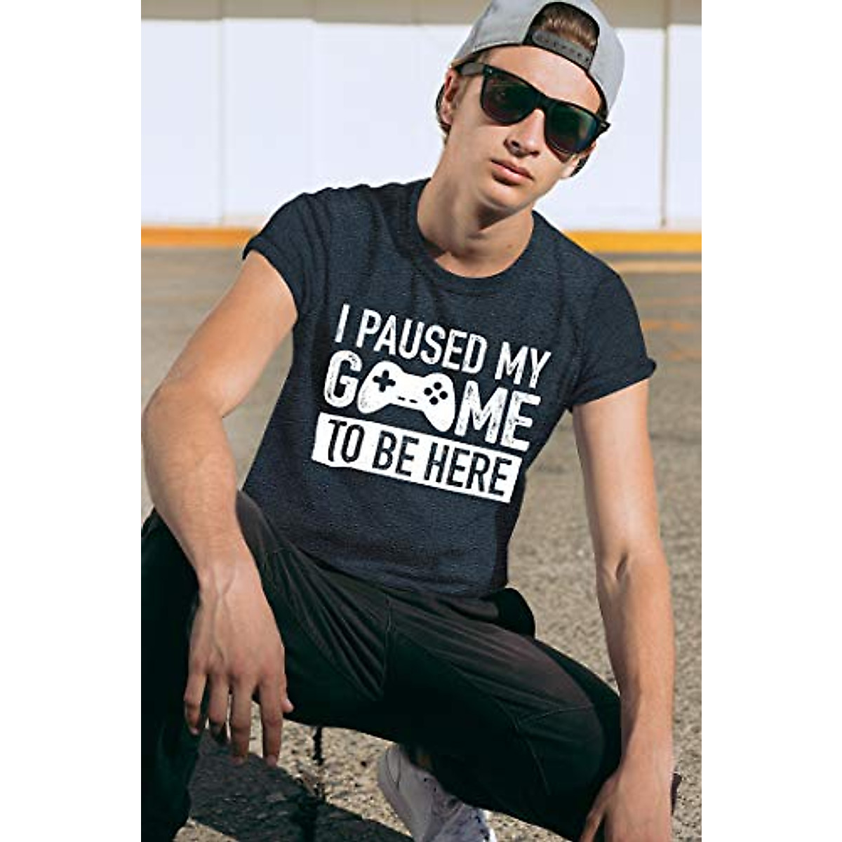 I Paused My Game to Be Here t Shirt Gamer Gifts for Men Gaming Funny Graphic Tees (Charcoal Black, Youth S(8))