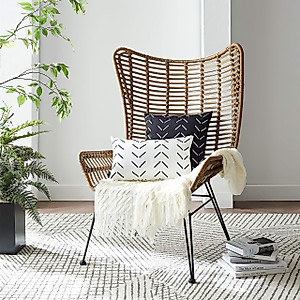 Nestinco Set of 2 Black Pillow Covers 18 x 18 inches Boho Aztec Polyester Blend Square Decorative Throw Pillow Covers for Sofa Couch Bed Decor