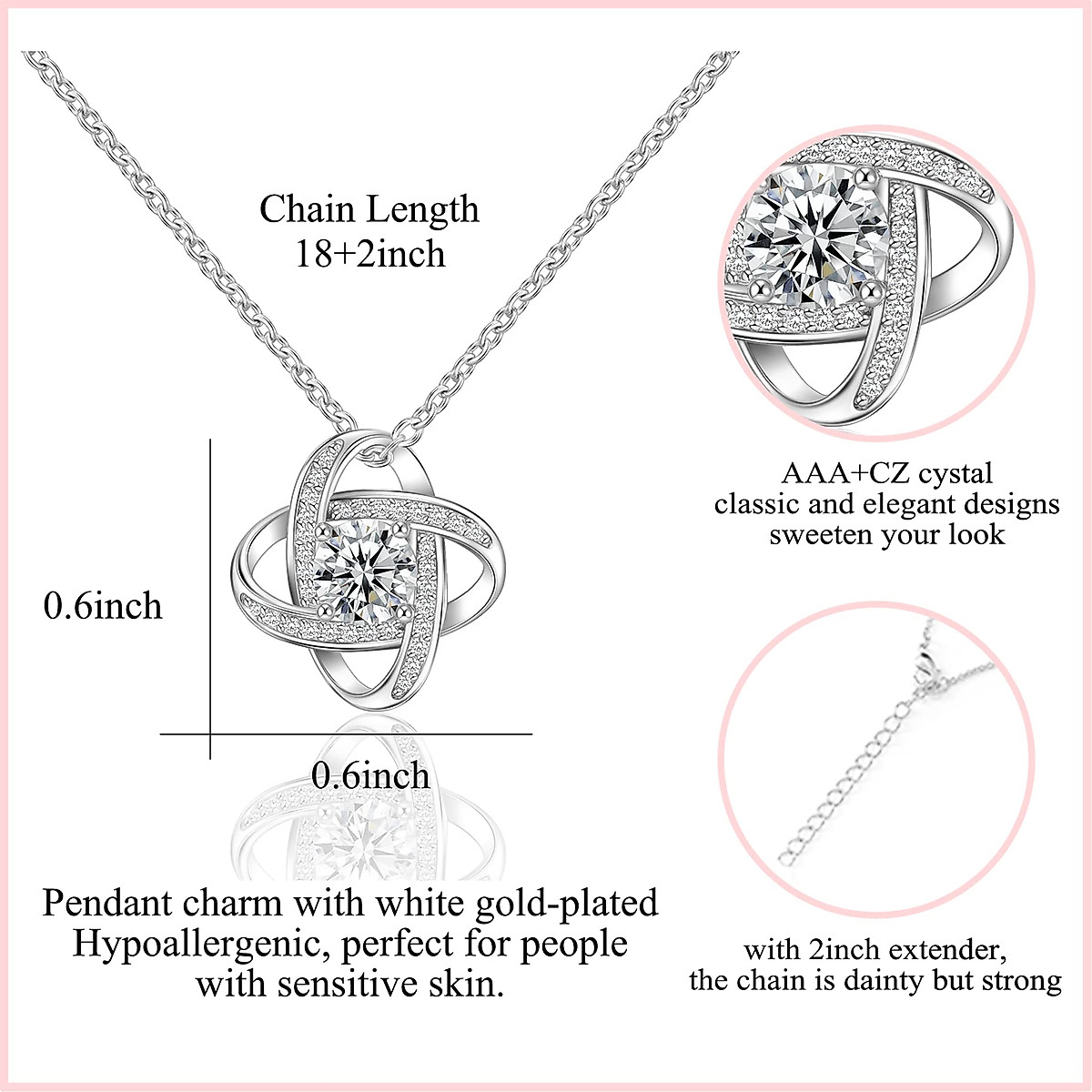 JOGDIAM Birthday Gifts for Her Girlfriend Necklace Romantic Love Knot Necklace Jewelry Birthday Gifts for Girlfriend from Boyfriend