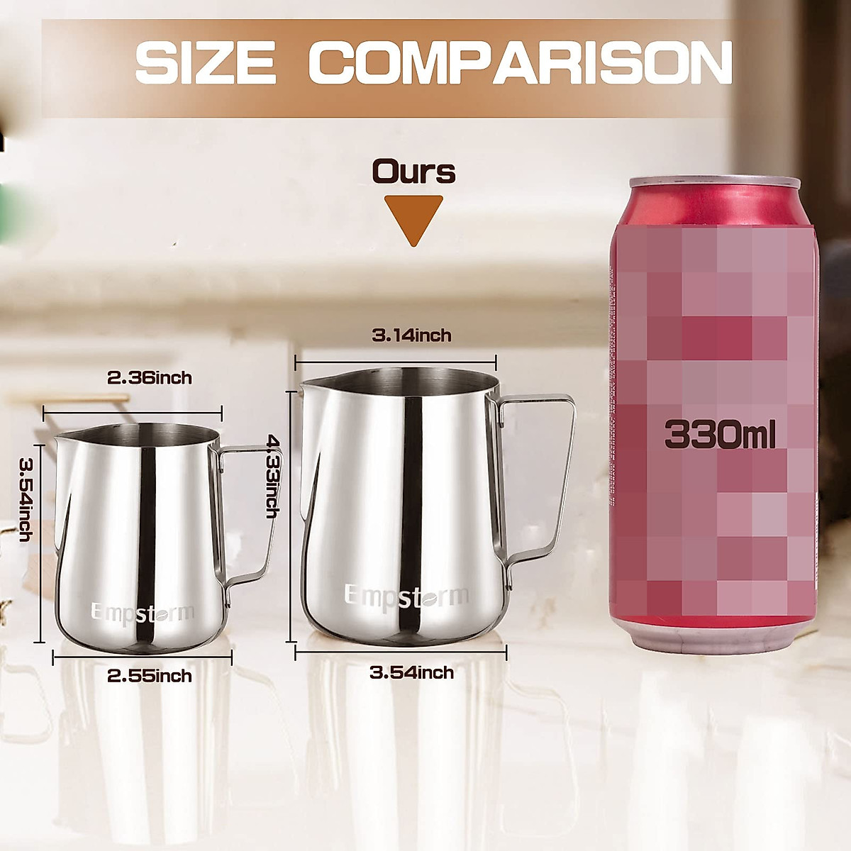 Empstorm Espresso Machine 20 Bar, 3 in 1 Espresso Maker with Milk Frother Steam Wand for Latte & Cappuccino - Espresso Accessories Stainless Steel Milk Frothing Pitcher 12 Oz with Decorating Pen