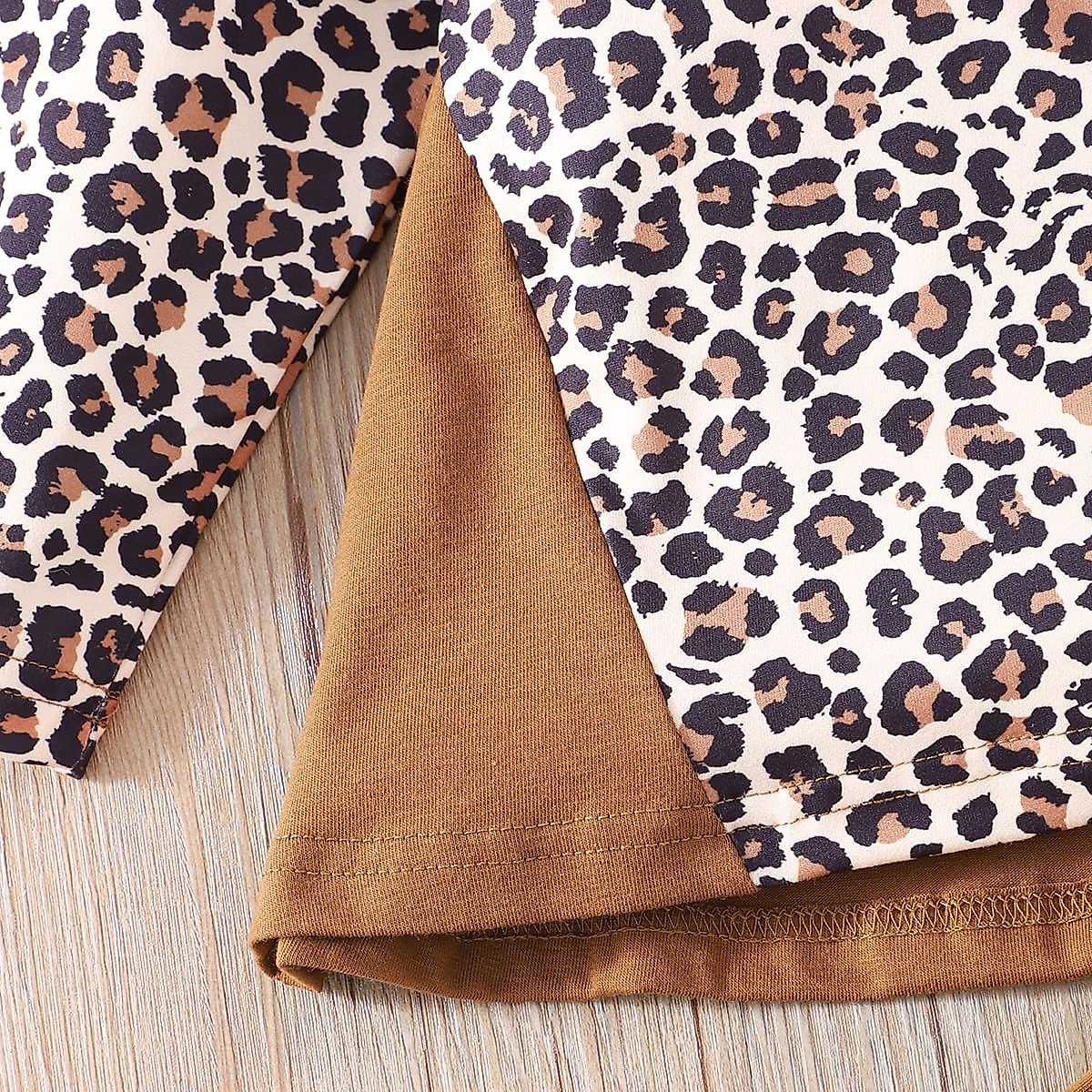 Girls Clothes Cute Long Sleeve Ruffle Tops Kids Cheetah Shirt Pants Set Baby Two Piece Clothing Toddler Girl Leopard Outfit 8t,7-8 Years old