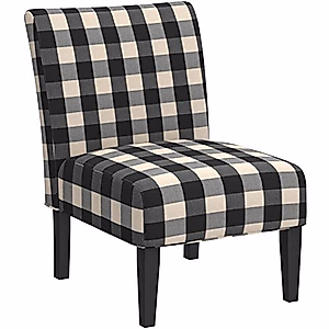 Christopher Knight Home Kendal Traditional Upholstered Farmhouse Accent Chair, Black Checkerboard, Matte Black 29.5D x 22.5W x 32H in