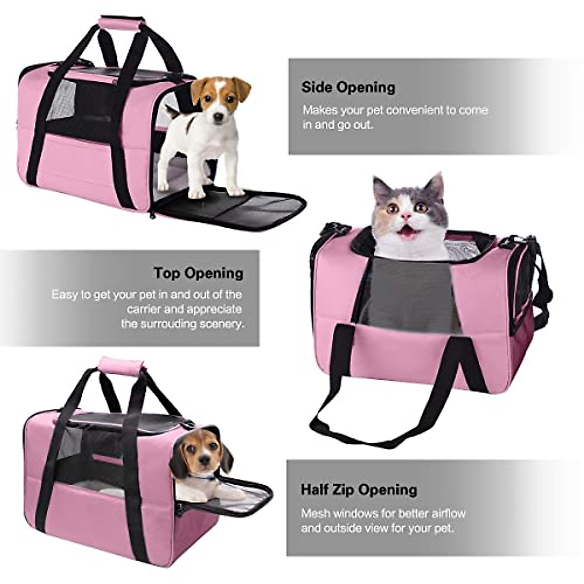ZFBB Dog Carrier Cat Carrier Pet Carrier, Airline Approved Dog Carrier with Mesh Window, Breathable, Collapsible,Soft-Sided,Escape Proof,Easy Storage, Best for Small Medium Cats Dogs