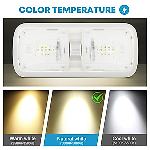 Kohree Upgrade 1000 Lumen Led RV Ceiling Double Dome Light Fixture, 5 Pack 12V Camper Interior Lighting with ON/Off Switch for Trailer RV Car Boat, Clear Cover (Natural White 4000-4500K, 60 X 5050SMD)