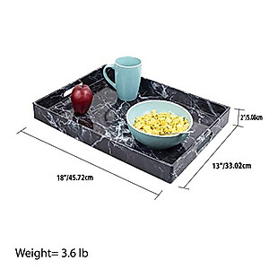 HDS Serving Tray Trading 18 x 13 Coffee Tray Faux Marble, Black