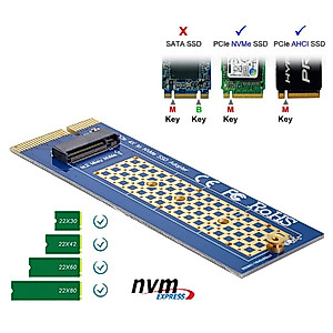 ChenYang M.2 NVME to PCIe 3.0 X4 Adapter NVME/AHCI SSD to PCI Express Expansion Card Adapter