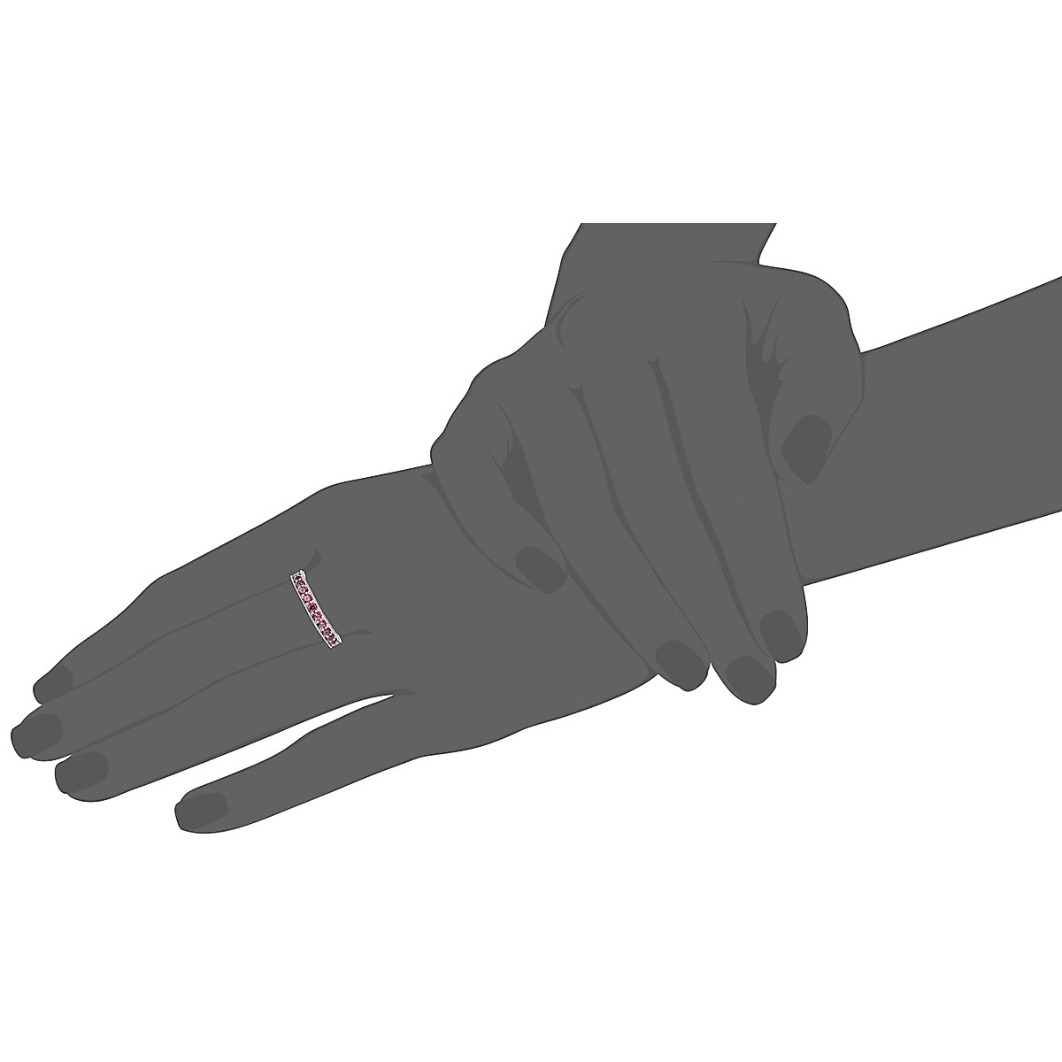 Sterling Silver Rhodolite Round Eternity Ring, Size 7