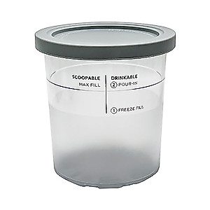 CXQ XL Family Size Ice Cream Pint Containers, Compatible with Ninja NC501 CREAMi Deluxe 11-in-1 Ice Cream & Frozen Treat Maker and model: NC500, NC501, NC501H, NC501HBL and NC501HGN. (GRAY)