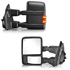Perfit Zone Towing Mirrors Replacement Fit for 2008-2016 F-250 F-350 F-450 F-550 SUPER DUTY,POWER HEATED W/SMOKE SIGNAL,BLACK (PAIR SET)