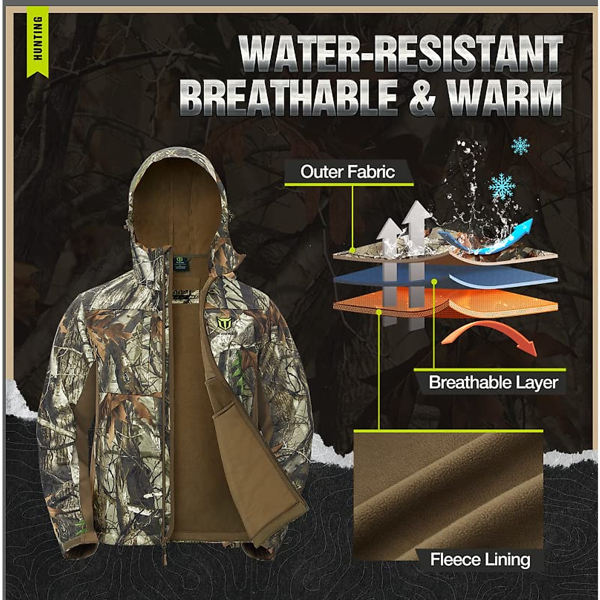 TIDEWE Hunting Clothes (Next Camo G2 Size L) & Hunting Backpack