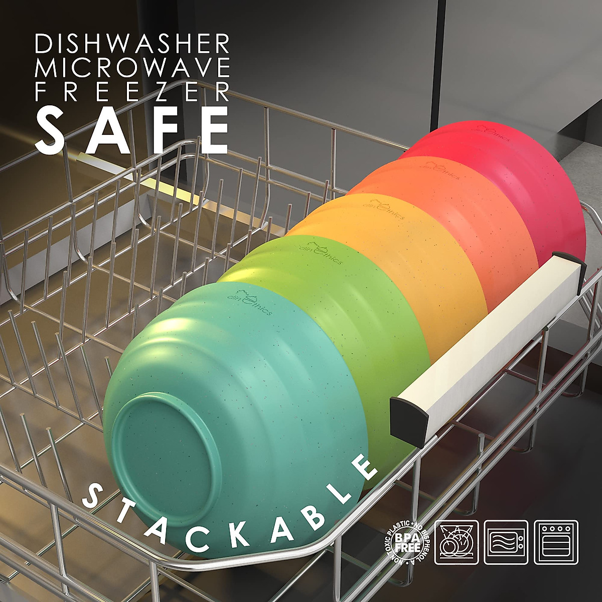 DINETHICS 60-OZ 6 Big Bowl Set - Unbreakable Microwave Safe Bowls - Large Salad Bowls Large Serving Bowls For Kitchen - Large Cereal Bowls - Wheat Straw Bowls - Big Breakfast Bowl for Ramen,Soup,Snack