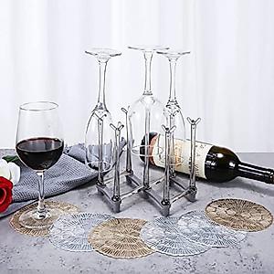 Maxcocola Retractable Cup Drying Rack with 6PCS Coasters, Retractable Drying Rack and Bottle Drying Rack, Plastic Bag Drying Rack and Mug Tree with Antiskid Bottom for Countertop(Gray)