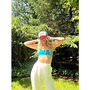 Funky Junque Bridal Snapback Trucker Hat - White Girl Wasted (White/red/Blue)