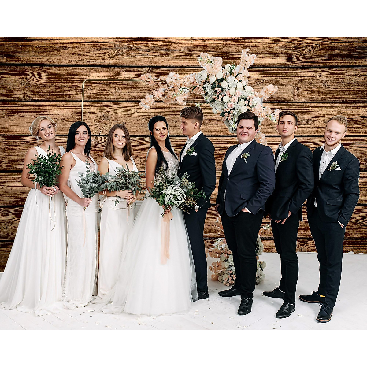 Buryeah 8 x 6 ft Wood Backdrop Brown Wood Wall Background Wooden Rustic Photo Backdrop Fabric Polyester Photography Backdrop Supplies for Party Wedding Baby Photoshoot