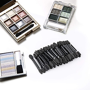 AaKode 50PCS Disposable Double Head Eyeshadow Sponge Brushes Cosmetic Tool, Professional Dual Sides Eyeshadow Brushes Makeup Applicator(Size: 2.44 inch, Color: Black)