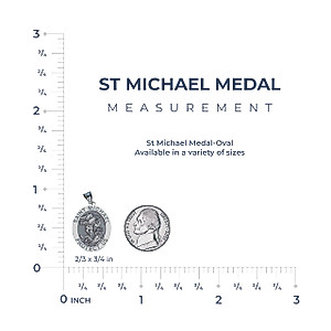 PicturesOnGold.com Saint Michael OVAL Religious Medal - 2/3 X 3/4 Inch Size of Nickel, Sterling Silver