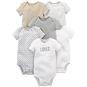 Simple Joys by Carter's Baby 6-pack Short-sleeve Bodysuit, white/grey, 0-3 Months