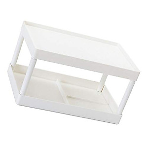 Housoutil Skincare Containers Desktop Storage Rack 2 Layers Cosmetic Organizer Shelf Countertop Stationary Rack Table Sundries Display Shelf for Kitchen Bathroom Office Dormitory White Pallet Racking
