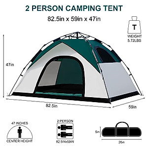 anngrowy Camping Tent 2 Person Instant Family Tent Pop Up Tents for Camping Waterproof Portable Hiking Camp Tent Lightweight Tent for Backpacking Small Tent 4 Season Windproof Quick Compact Dome Tent