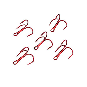 WEISHA Treble Overturned Hooks High Carbon Steel Fishing Hooks Lure Triple Hooks Barbed Hooks Round Bend Treble for Bass Fishing Tackle(Size 8 10pcs,Black)
