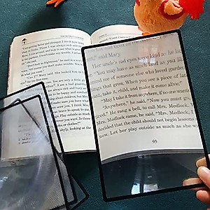 4pcs Page Magnifier for Reading, 3X Magnifying Lens Sheet/Bookmark Flat Magnifier Lenses Lay on Page, Magnifying Fine Print, Flexible Lens, by HYMAOME