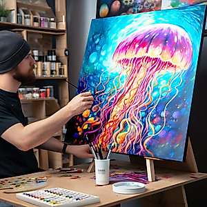 AUREUO Acrylic Paint Set 24 x 12ml / 0.4 Fl Oz Tubes Non-toxic Christmas Color Paints for Canvas, Wood, Craft Painting Supplies for Students & Beginners