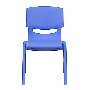 Flash Furniture Whitney 2 Pack Blue Plastic Stackable School Chair with 12" Seat Height