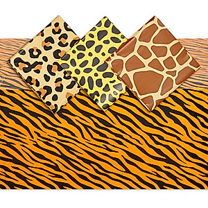 Animal Print Tablecloths for Jungle Safari Birthday Party (54x108 in, 4 Pack)