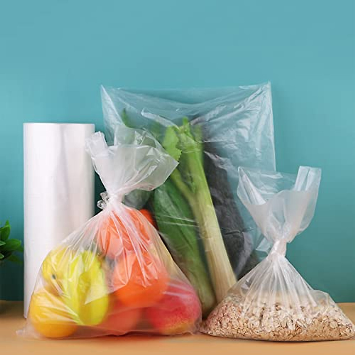 Food Storage Bags, 14”X20” Clear Plastic Produce Bag for Fruits,Green Bag, Keep Fresh Produce Bags, Food Saver Storage for Fruits, Bread,Vegetables and Flowers, Clean Bag, ,Kitchen ,1 Roll 350 Bags