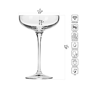 Krosno Champagne Coupe Glasses | Set of 6 | 8.1 oz | Harmony Collection | Perfect for Home Restaurants and Parties | Suitable for Serving Sparkling Wine | Dishwasher Safe | Gift Idea | Made in EU