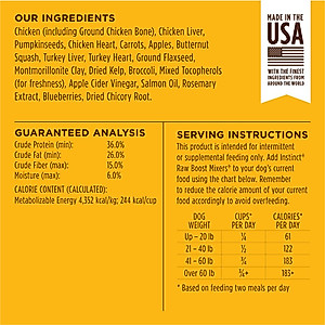 Instinct Raw Boost Mixers Freeze Dried Dog Food Toppers For Dry Food, Grain Free Dog Food Toppers with Chicken For Dogs, 6 oz