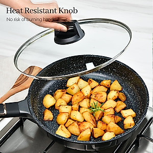 11 In Glass Lid for Frying Pan, Tempered Replacement Cover Compatible with All 11 Inches Cookware for Skillets, Round Cast Iron, Cast Aluminium, Stainless Steel Pans &Pots