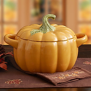 Pfaltzgraff Pumpkin Casserole Dish, 12.25 Inches, orange, green