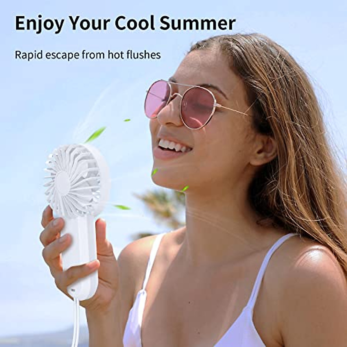 SmartDevil Portable Handheld Fan, Mini Dual-Bladed Hand Fan, 4000mAh Small Personal Rechargeable Battery Operated Fan, Powerful Wind, 3 Speed Adjustable, Hand Held Fan For Outdoor, Travel (White)