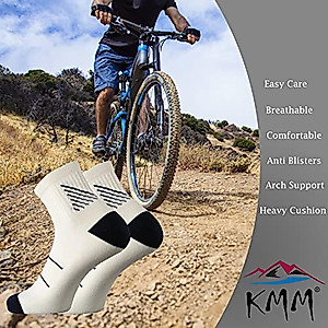 KMM Men's Merino Wool Cushion Low Cut Quarter Socks with Light Cozy Performance for Outdoor Hiking Hike Casual Trail Running(White L)