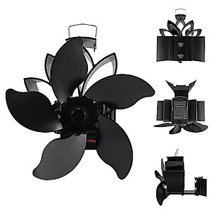 KSIEE Heat Powered Stove Fan, Heat Powered Stove Fan, 5 Blade, Eco Thermoelectric Fan Non Electric Wood Burning Stove Fan for Fireplace Wood