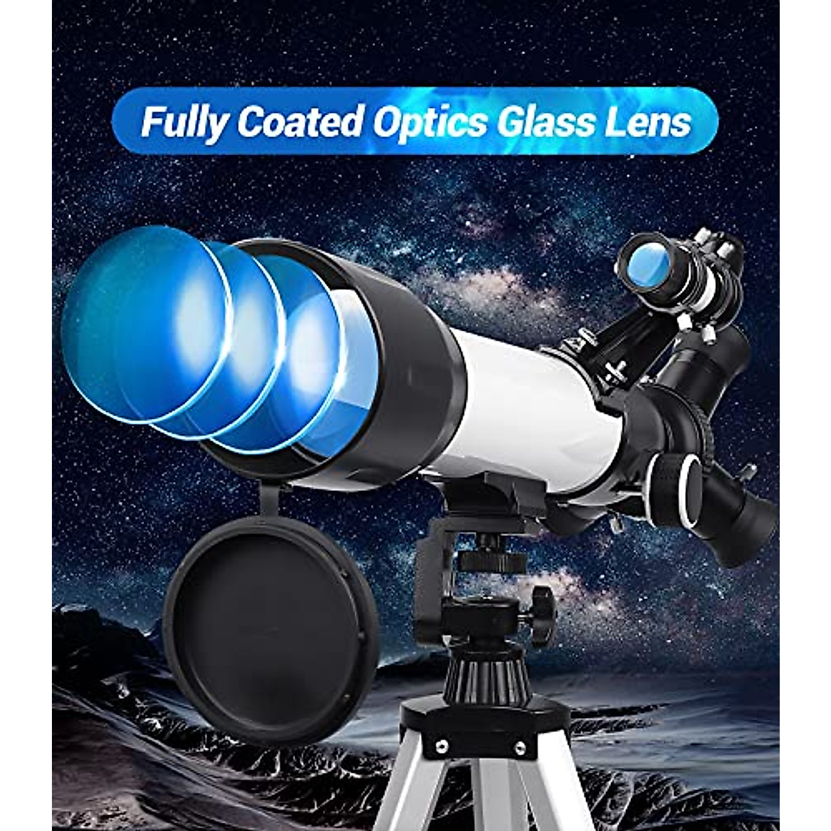 Telescope,20X-167X HD Telescop 60mm Aperture 500mm AZ Mount Astronomical Refracting Telescope Adjustable Portable Telescopes with Adjustable Tripod, Phone Adapter, Nylon Bag…