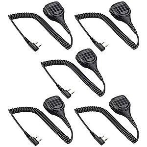 5 Pack Heavy Speaker Mic with Reinforced Cable for Baofeng Radios BF-F8HP BF-F9 UV-82 UV-82HP UV-82C UV-5R UV-5R5 UV-5RA UV-5RE UV-5X3 V2+ and Arcshell TYT Wouxun Kenwood Radios, Shoulder Microphone