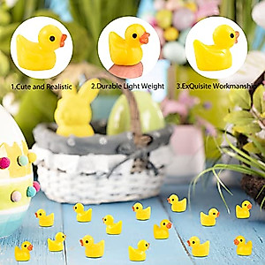 KUUQA 70 Pieces Tiny Ducks Mini Resin Ducks Miniature Duck Figures Ornament for Craft, Dollhouse, Slime, Home Decorations（Yellow）