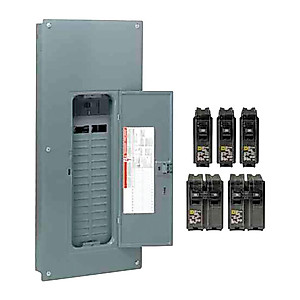 Schneider Electric HOM3060M200PQCVP Homeline 200 Amp 30-Space 60-Circuit Indoor Main Breaker Qwik-Grip Plug-On Neutral Load Center with Cover-Value Pack,Grey