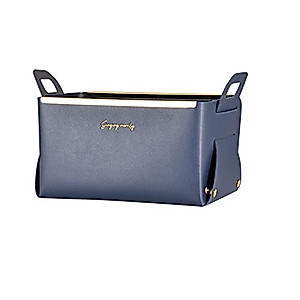 MRBJC Premium Nordic Style Leather Storage Box,Secure Fastening-Suitable for Accessories, Paperwork, Magazines, Keepsakes, Toys-Great for Anywhere The Home Royal Blue 24.5x14.5x13cm
