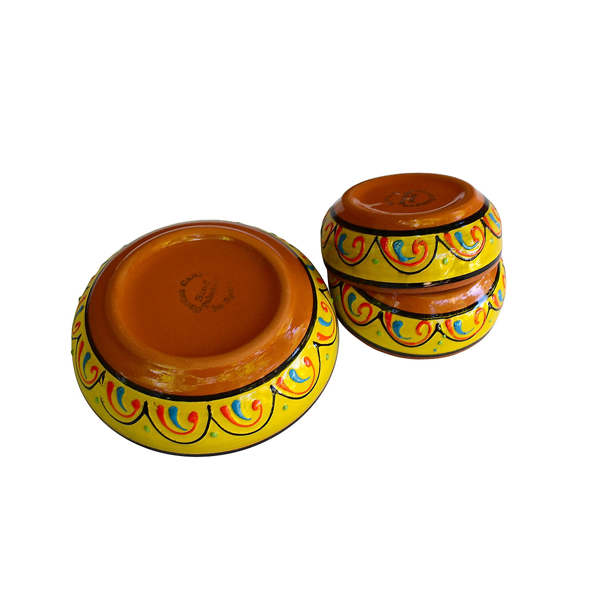 Canyon Cactus Ceramics Spanish Terracotta Set of 3 Small Dipping Bowls, Yellow