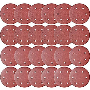 SACKORANGE 60 Pack 9-Inch 6-Hole Hook-and-Loop Drywall Sanding Discs Set- 80 100 120 180 240 400 Grits, 9" Fast Cutting Aluminum Oxide Sander Paper for Drywall Power Sander, Sand Wood