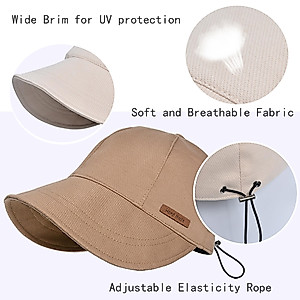 Women-Cotton-Sun-Hat Floppy-Visor Girls-Beach-Hat UV-Protection Non-Shape-Brim Baseball-Caps Outdoor Drawstring Small/Medium