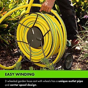 Yard Butler Compact Hose Reel Cart with Wheels Heavy Duty 100 Foot Metal Hose Reel Suitable for Gardens, Lawns, and Outdoor - IHTC-1