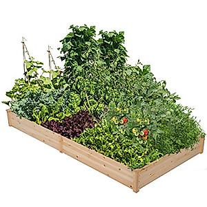 Yaheetech 8×4ft Wooden Horticulture Raised Garden Bed Divisible Elevated Planting Planter Box for Flowers/Vegetables/Herbs in Backyard/Patio Outdoor, Natural Wood, 93 x 48 x 10in