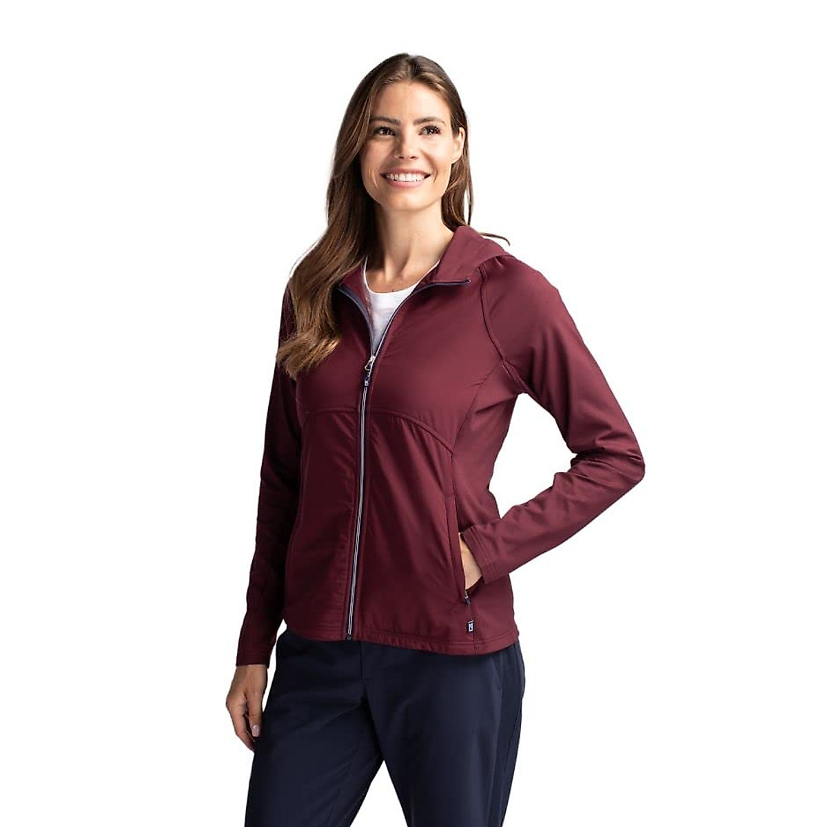 Cutter & Buck Adapt Eco Knit Hybrid Recycled Womens Full Zip Jacket, College Purple